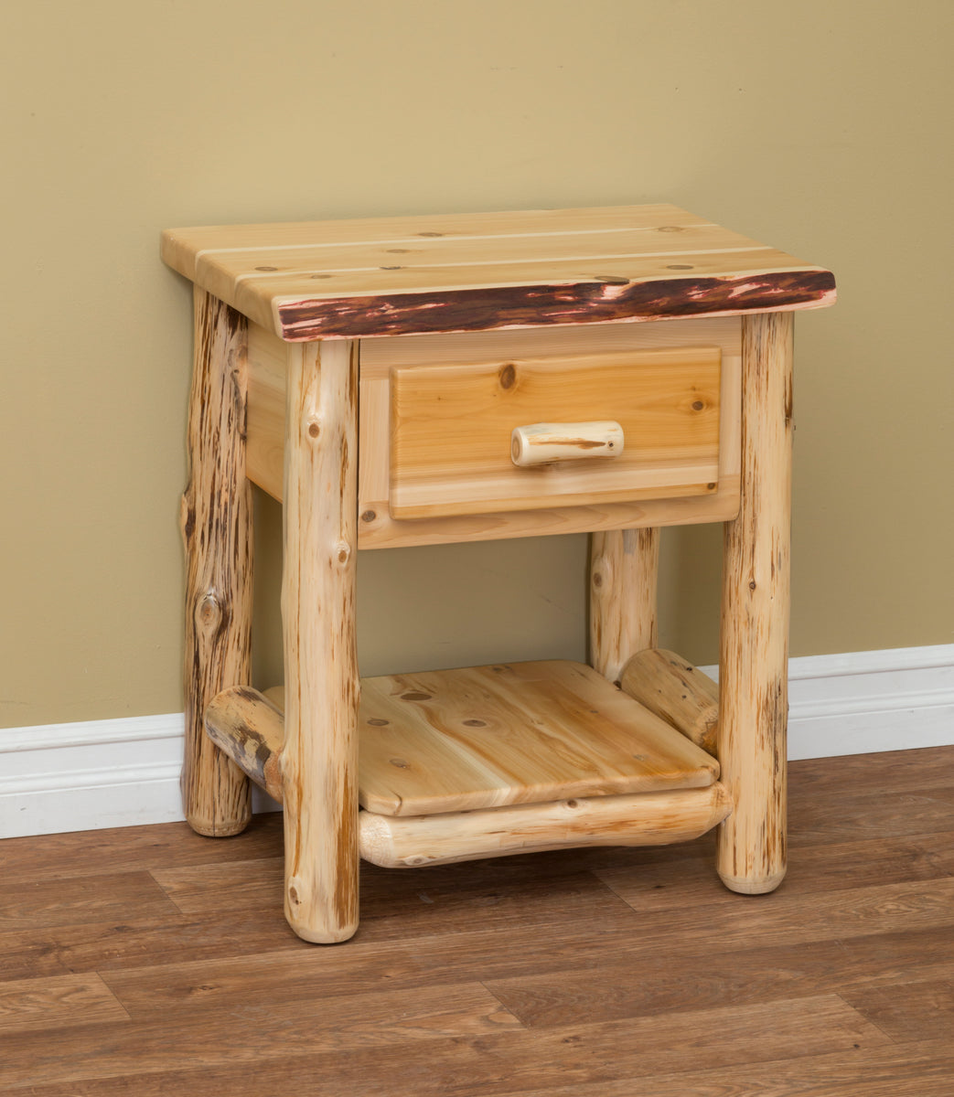 One Drawer Rustic Cedar Nightstand – Rustic Adirondack