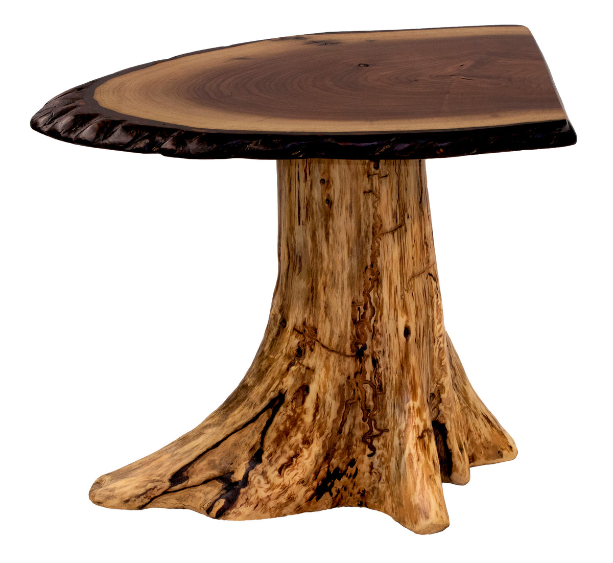 Walnut Endtable with Cedar Stump – Rustic Adirondack