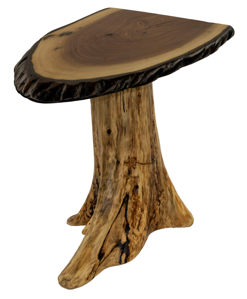 Walnut Endtable with Cedar Stump – Rustic Adirondack