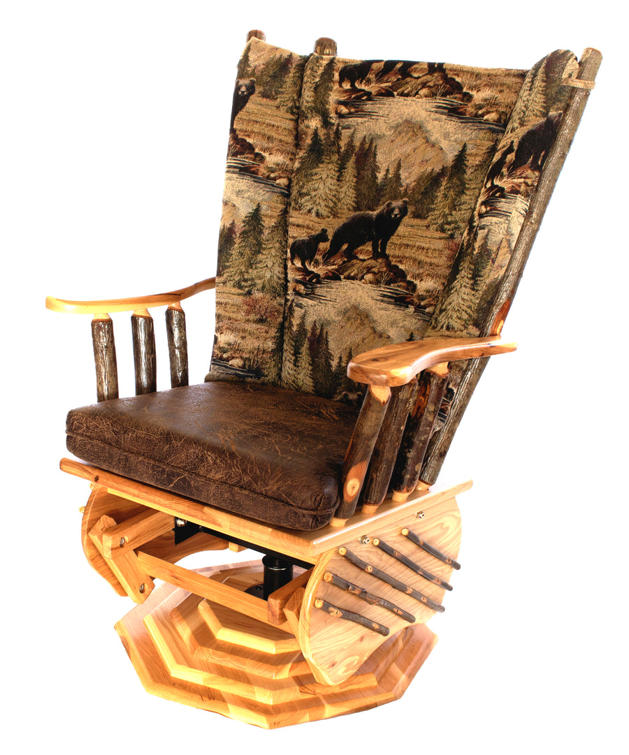 Hickory Swivel Glider – Rustic Adirondack