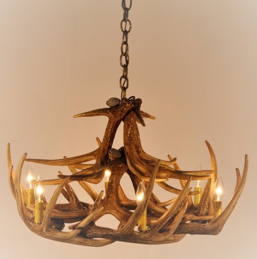 Whitetail 12 Faux Antler Cascade Chandelier – Rustic Adirondack